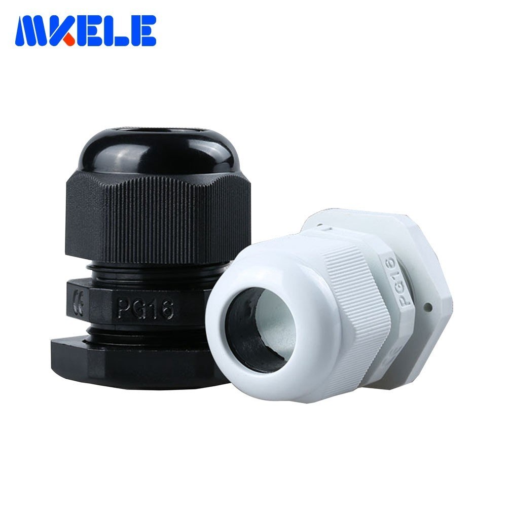 10pcs/lots PG16 Stuffing Gland Black White Plastic Nylon Waterproof ...