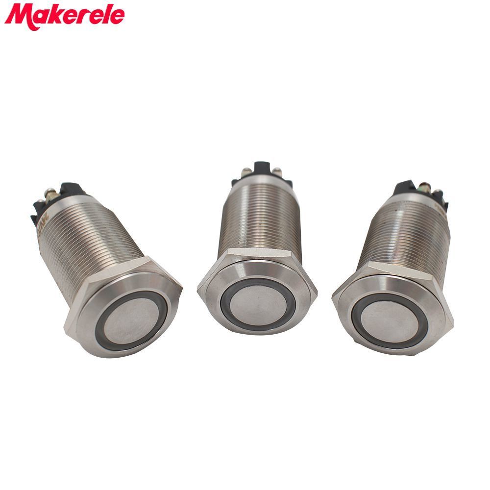 19mm Thread DC24V Green LED Latching Stainless Steel Push Button Switch ...