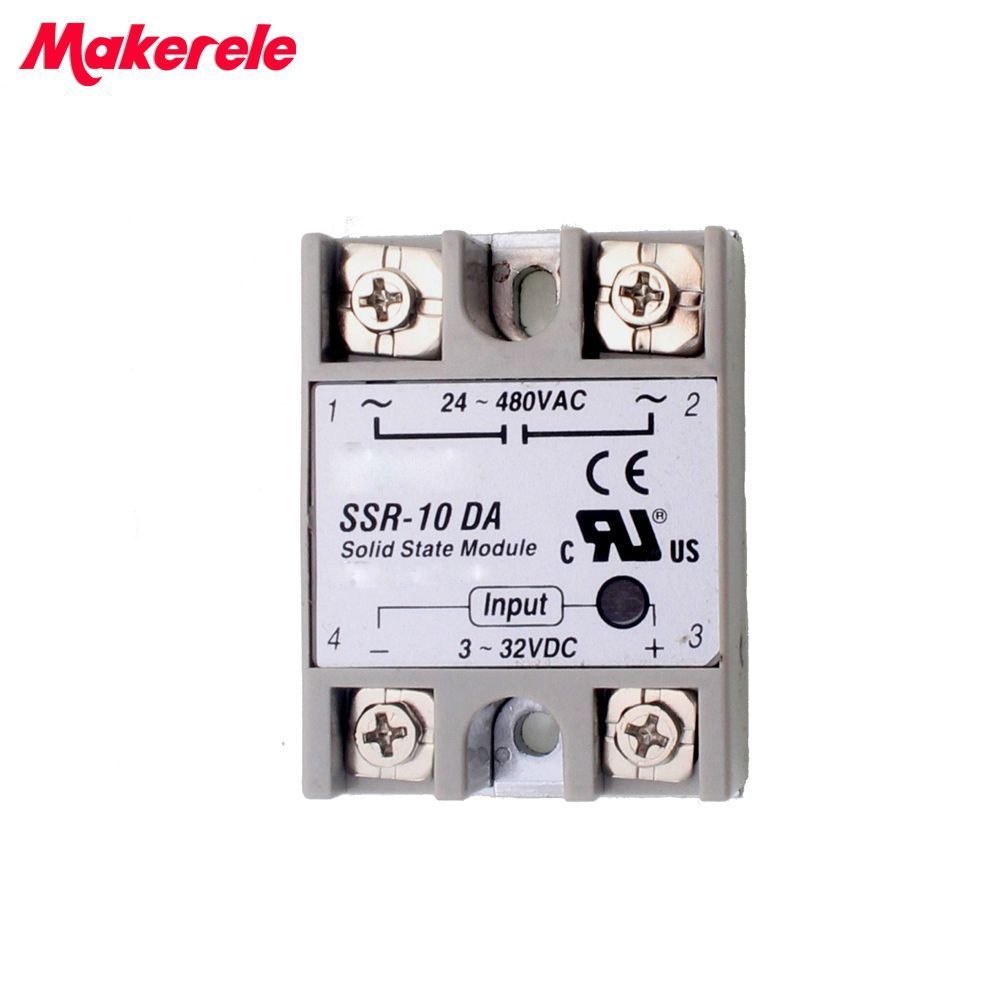 3-32VDC Solid State Relay SSR-10DA 10A Module Input 24-380VAC top brand makerele | Makerele