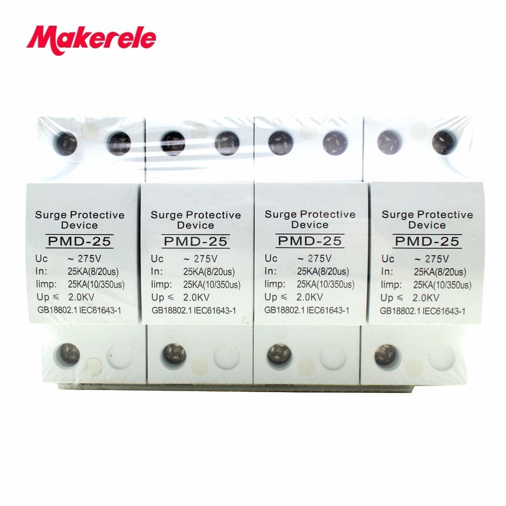 Lightning Surge Protector Switch Type for AC Power SPD 4P 25KA ~275VAC ...