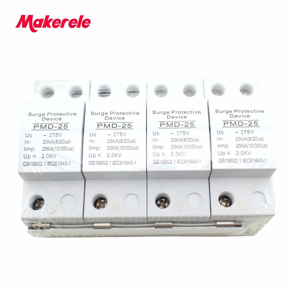 Lightning Surge Protector Switch Type for AC Power SPD 4P 25KA ~275VAC ...