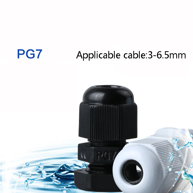 10pcs Electric Cable Gland PG7 Black White Plastic Nylon Waterproof Cable Glands Joints IP68 ...