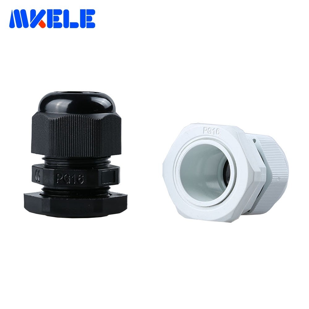 10pcs/lots PG16 Stuffing Gland Black White Plastic Nylon Waterproof ...