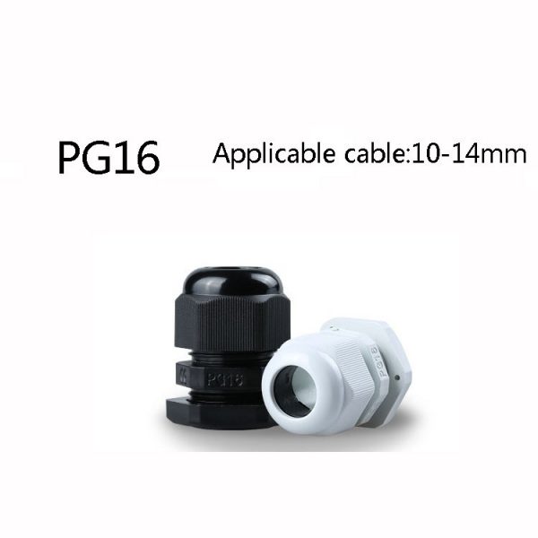 10pcs/lots PG16 Stuffing Gland Black White Plastic Nylon Waterproof ...